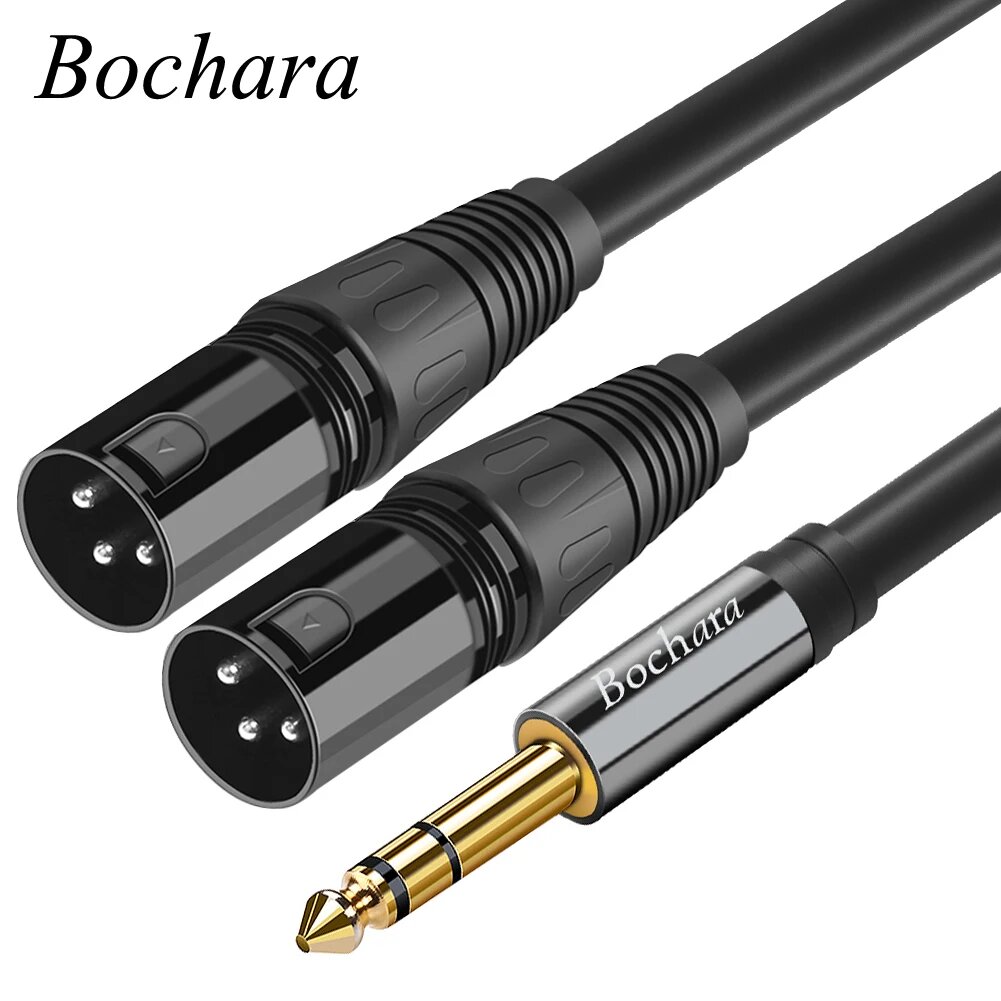Позолоченный стерео-разъем Bochara 1/4 'TRS 6,5 мм на двойной XLR штекер OFC аудио кабель фольга + Плетеный экранированный для динамиков усилитель