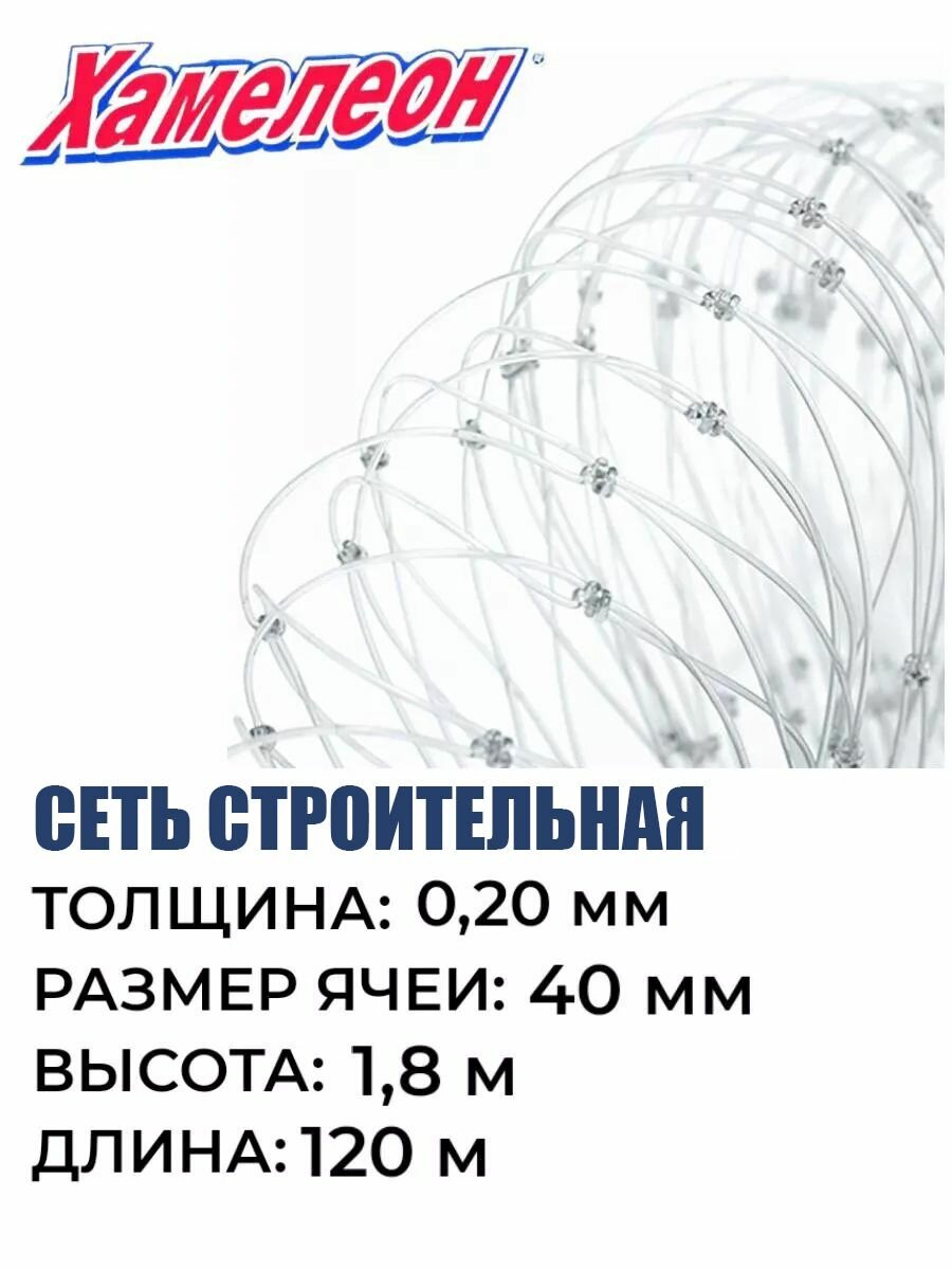 Сетка строительная Momoi Fishing Хамелеон леска, толщина 0,20 мм, ячея 40 мм, высота 1,8 м кукла