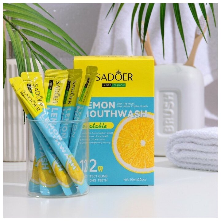 SADOER Набор ополаскивателей для рта в стиках со вкусом лимона, 20шт по 10 мл