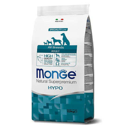 Сухой корм Monge Dog Speciality Line Hypo для взрослых собак, гипоаллергенный, из лосося с тунцом 2,5 кг