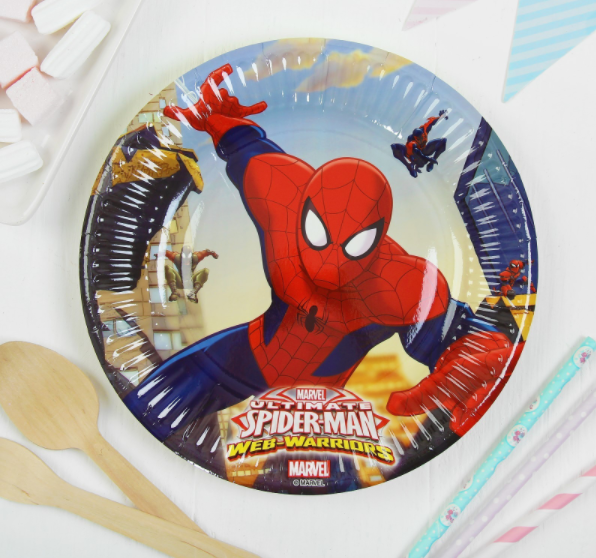 Набор тарелок "Человек-паук", для пикников и вечеринок, бумажные, 8 штук, 20см