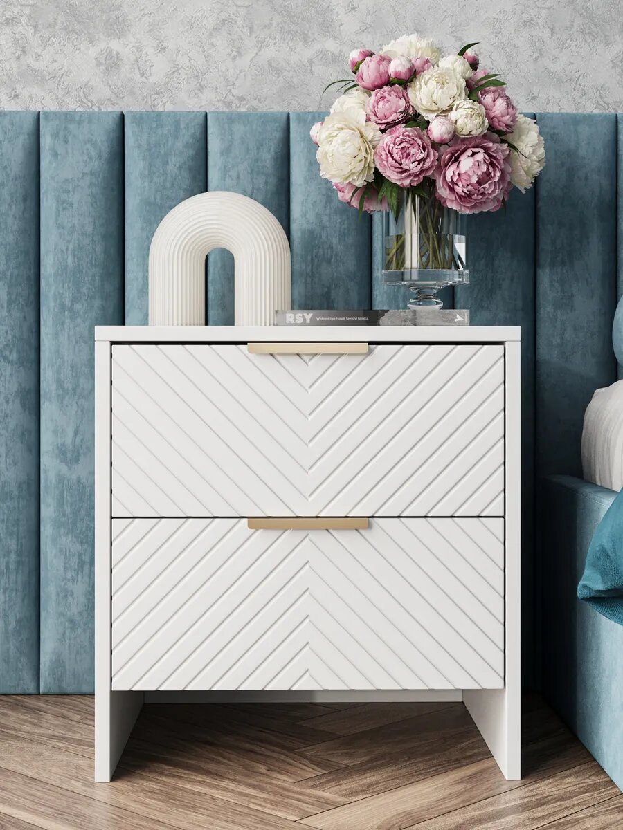 Тумба прикроватная МФ ООО "Конус", скандинавский стиль, ЛДСП, 2 ящика