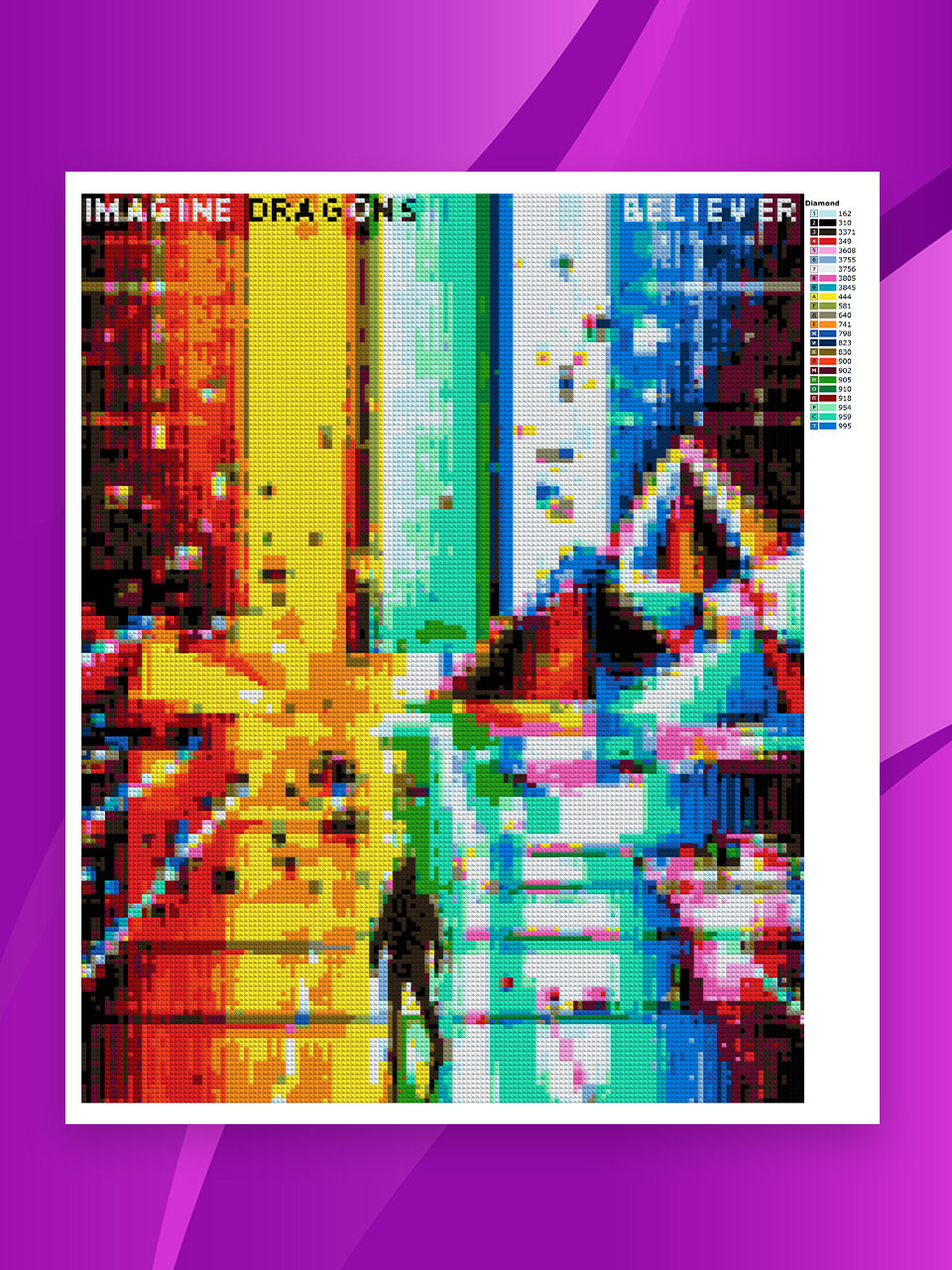 Алмазная мозаика без подрамника - вышивка Imagine Dragons - Believer 40 х 50 см