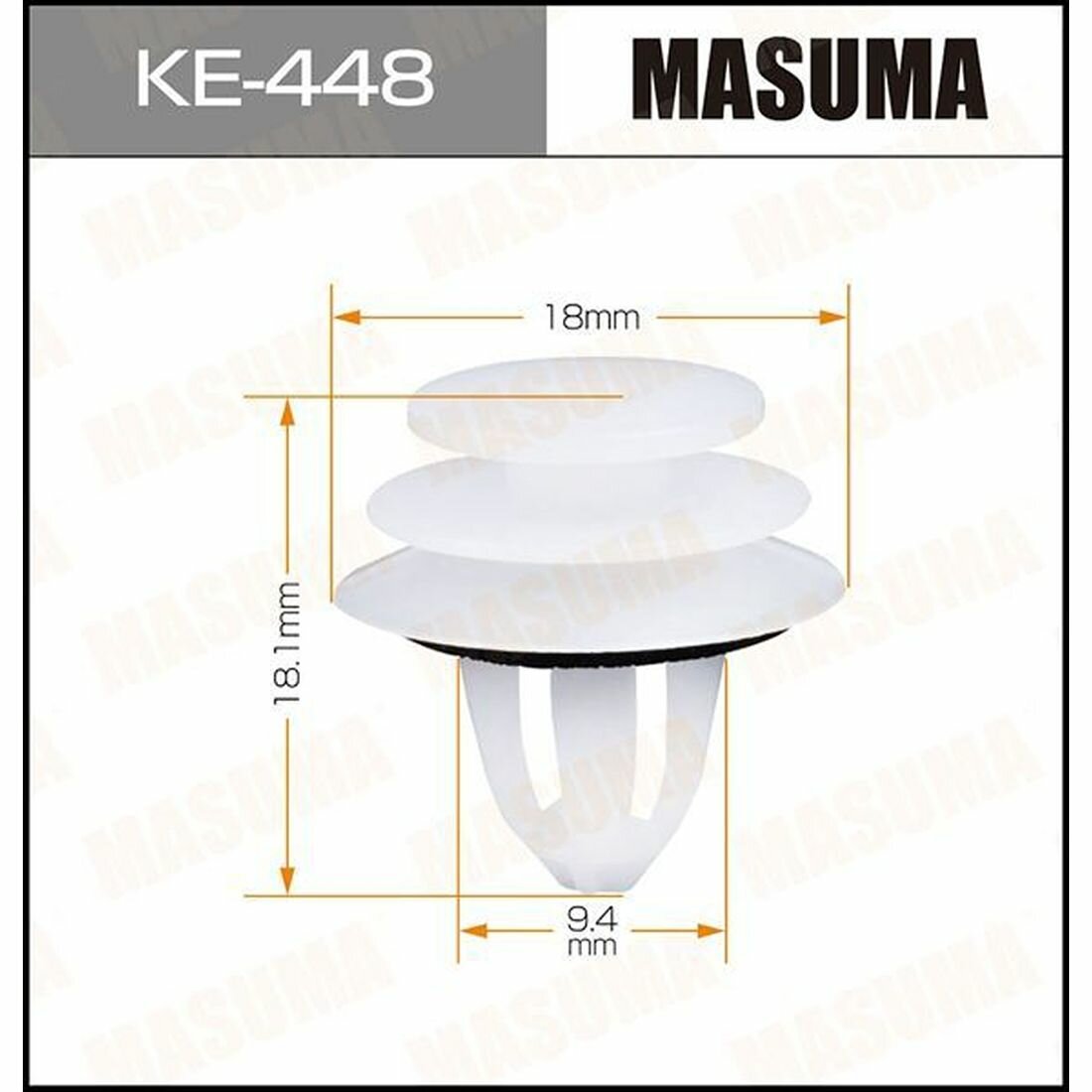 Клипса автомобильная (автокрепеж) для европейских автомобилей Masuma KE-448 50шт.