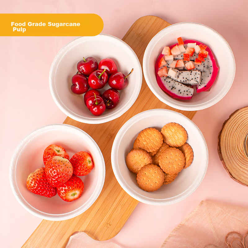 SHUANG YU Disposable Bowls 230ml*50 Thickened Paper Bowls Biodegradable Small Soup Bowls Hot Pot Bowls Picnic Disposable Dinnerware Plates