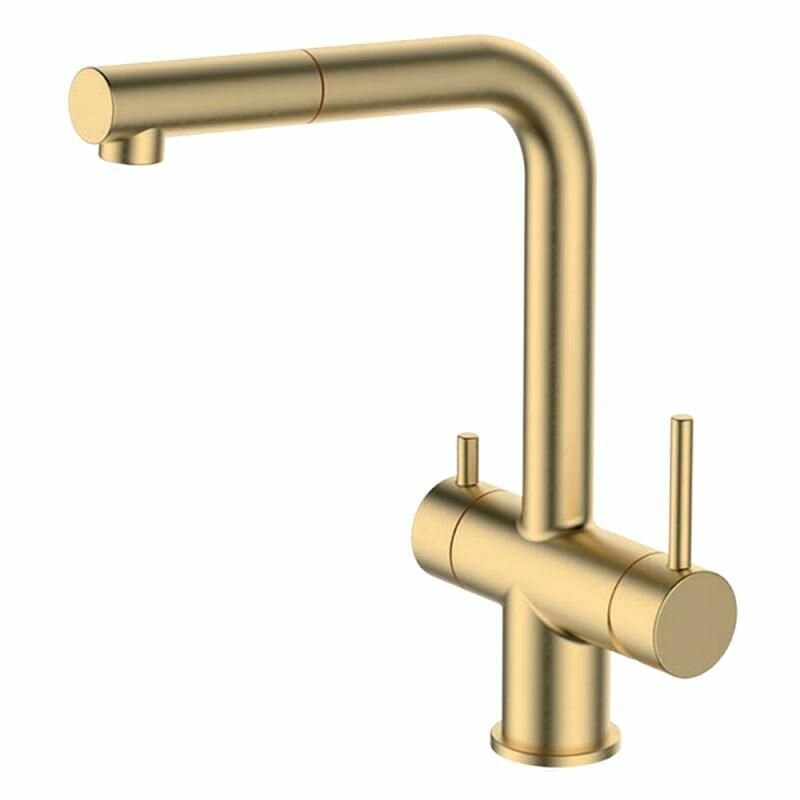 Смеситель для кухни с выдвижной лейкой Gappo G4397-73, сатин золотой