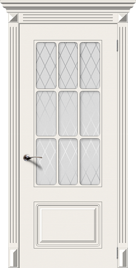 Межкомнатная Дверь Verda Нюкторн Рал со Стеклом Белое Матовое Кристалл / Верда.