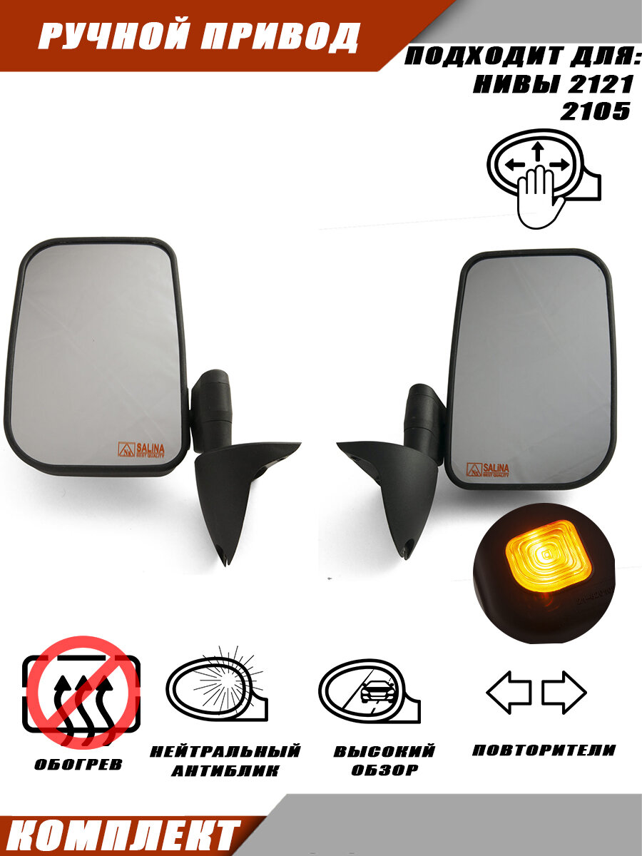 Зеркала лопухи на ниву 2121 с повторителем поворота