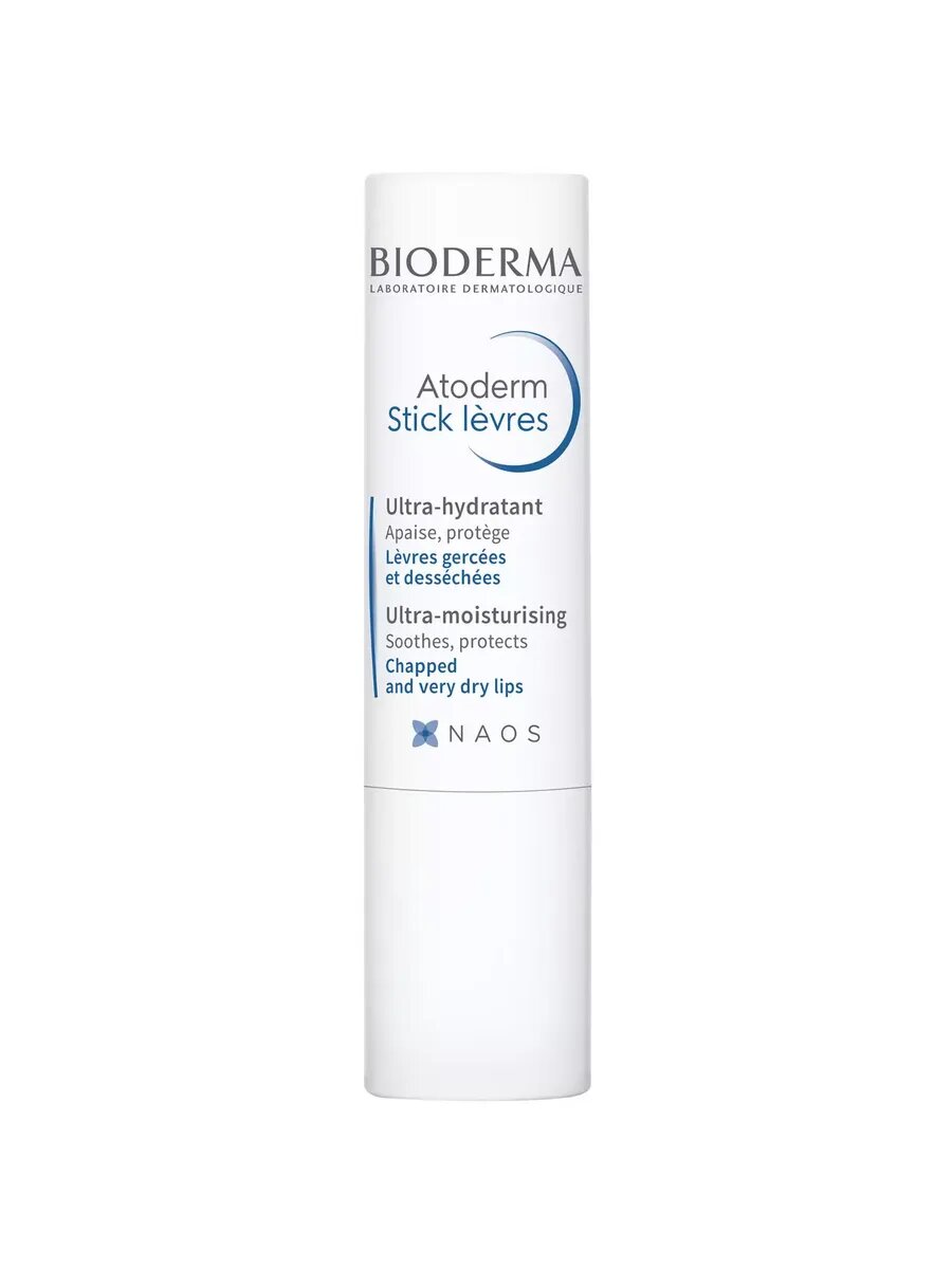Бальзам для губ Bioderma "Atoderm", увлажняющий, питательный, для сухих губ, белый, 4г — фото 1