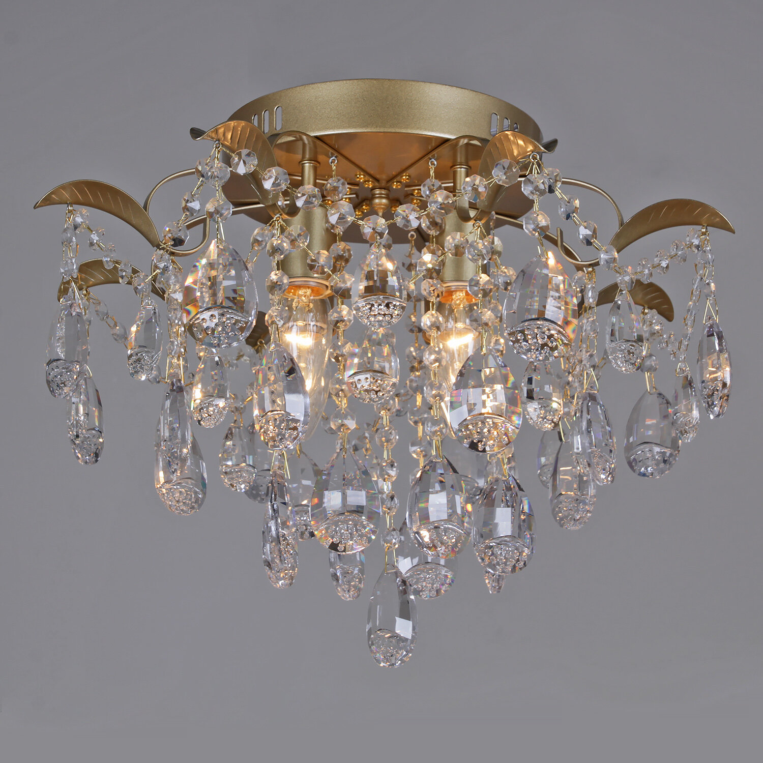 Люстра потолочная хрустальная Reluce, Светильник для спальни, гостиной и зала, Е27, 240Вт, 04035-0.3-04 MATT GOLD