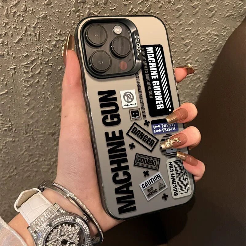 Модный чехол для телефона с этикеткой для iPhone 15 Pro Max 11, 12, 13, 16, 14 Plus, силиконовый противоударный чехол, защитная оболочка для объектива