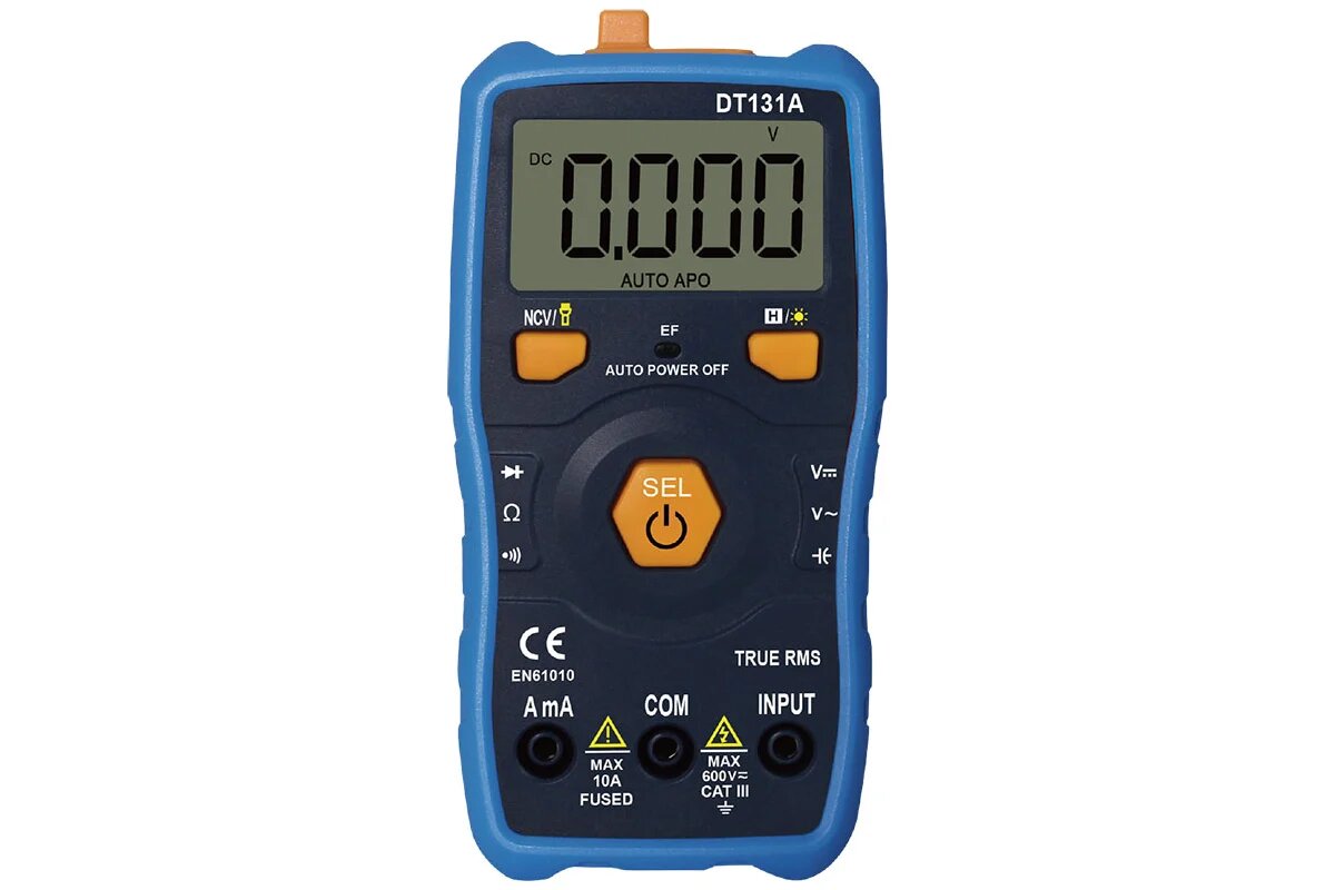 Мультиметр WHDZ DT131A, True RMS, цифровой, с фонариком, подсветка, подставка, NCV, противоударный корпус