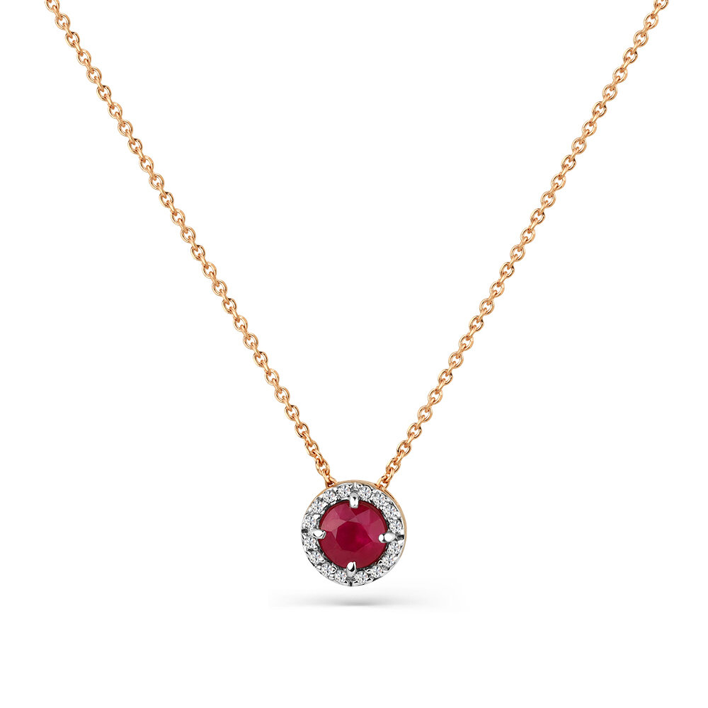 Колье, красное золото, 585 проба, рубин, бриллиант