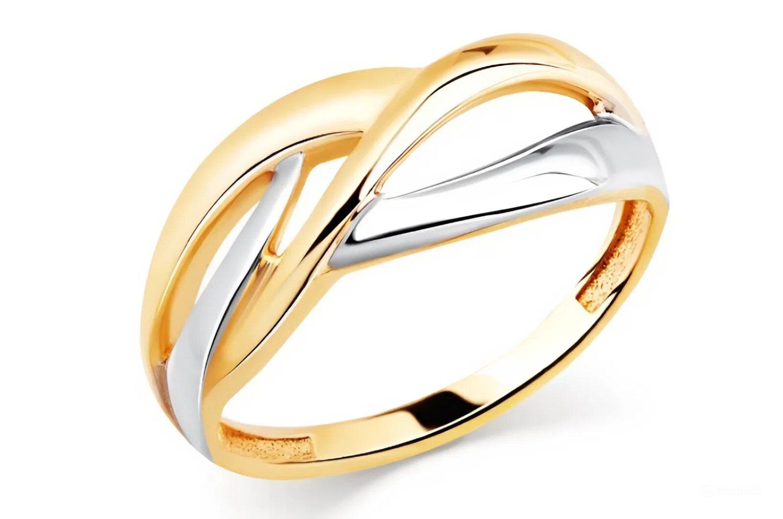 Кольцо тонкое, красное золото, 585 проба, родирование