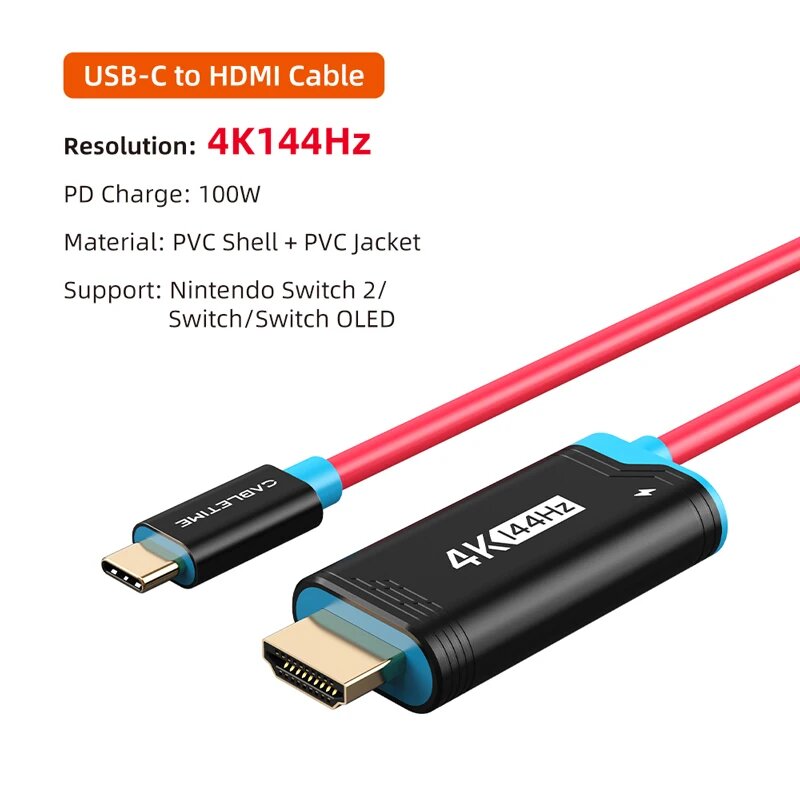 Адаптер CABLETIME USB-C на HDMI 4K 144Гц для Nintendo Switch