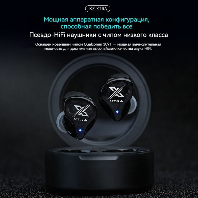 KZ Наушники беспроводные с микрофоном KZ AS24, Bluetooth, черный