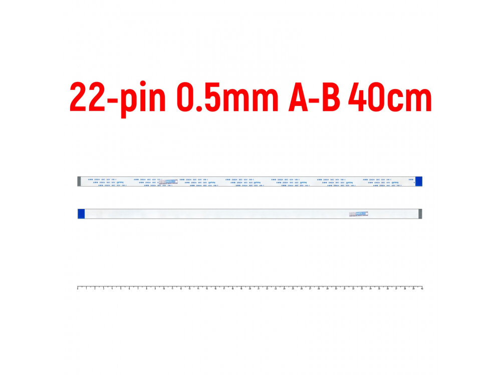 Шлейф FFC 22-pin Шаг 0.5mm Длина 40cm Обратный A-B AWM 20624 80C 60V VW-1