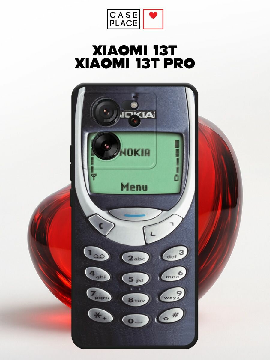 Черный матовый чехол на Xiaomi 13T/13T Pro / Сяоми 13T/Сяоми 13Т Про с принтом В виде Нокиа
