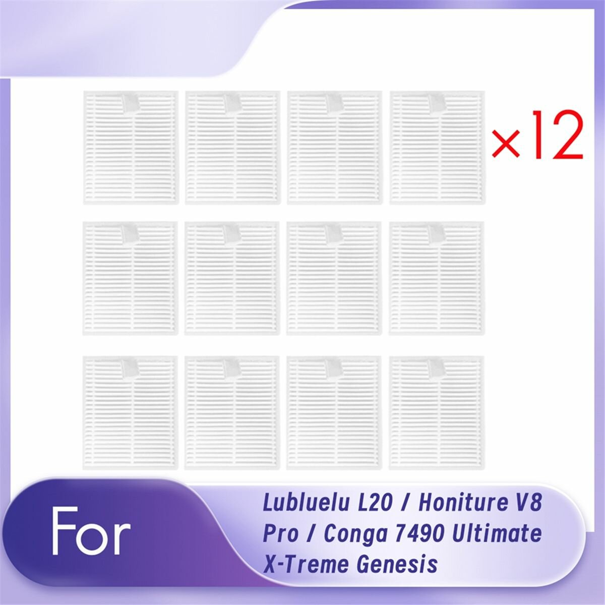 12 шт. фильтров для подметального робота Lubluelu L20 / Honiture V8 Pro / Conga 7490 Ultimate X-Treme Genesis