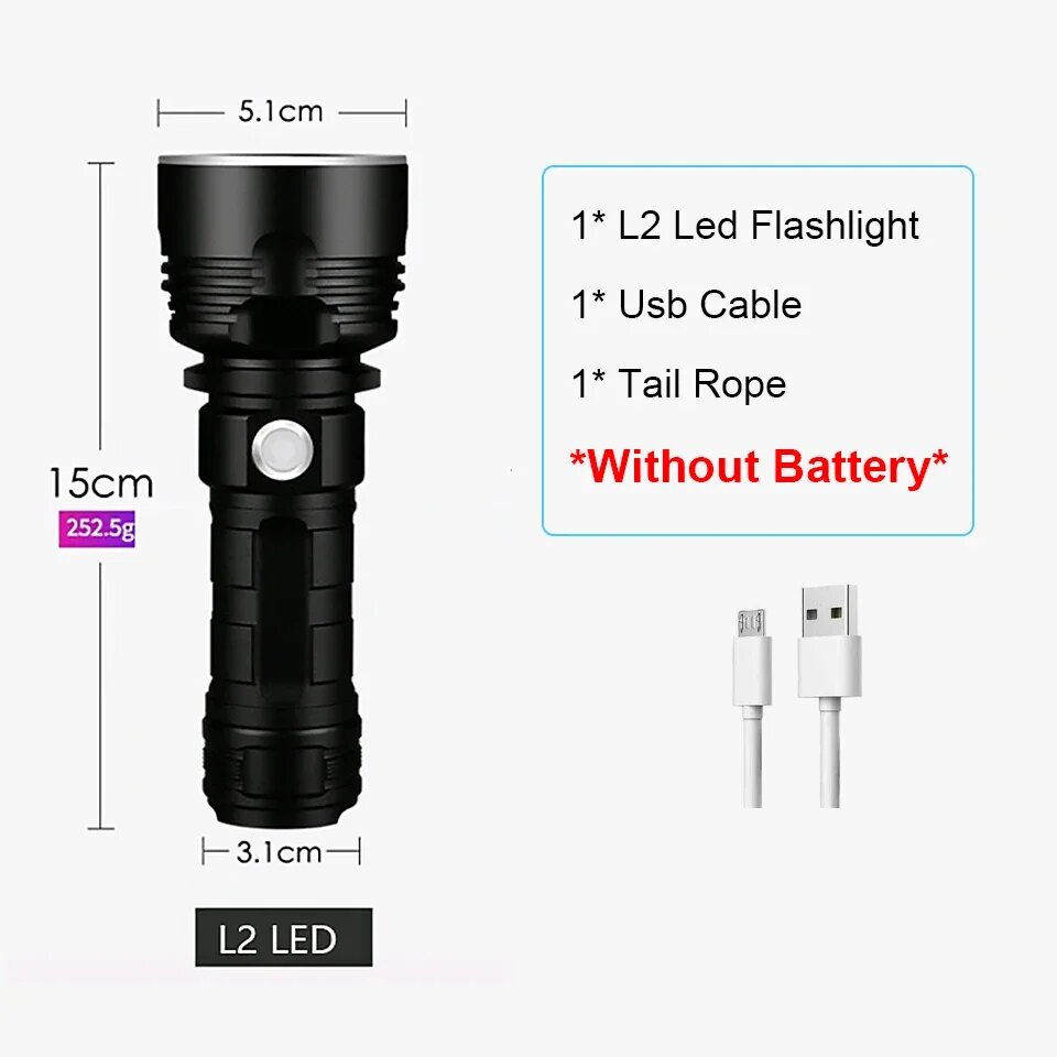 Тактический фонарь IWP XHP70 L2 Without Battery