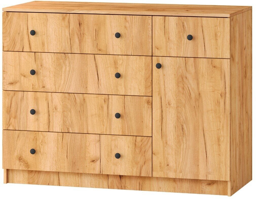 Комод для одежды Бард 4.2, Легкомаркет, ЛДСП, цвет дуб крафт золотой, 120х89х50, 5 ящиков/дверь