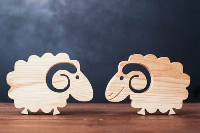 Деревянная заготовка для декорирования домашнего театра животных/ чипборд "Овечка" 5,5*4см (5шт)