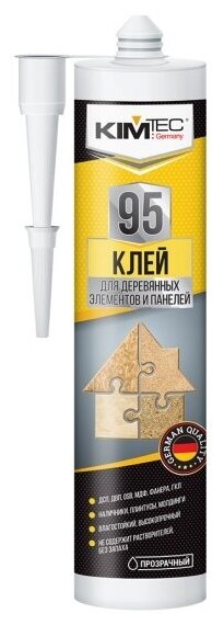 Клей монтажный V6 «KIM TEC» 95 для деревянных элементов и панелей, прозрачный, 280мл