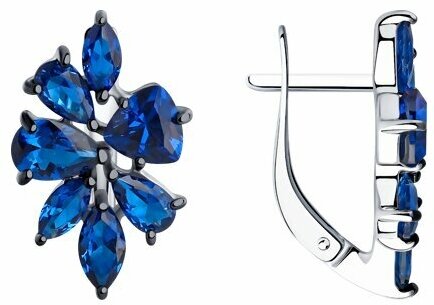 Серьги, серебро, 925 проба, родирование, фианит