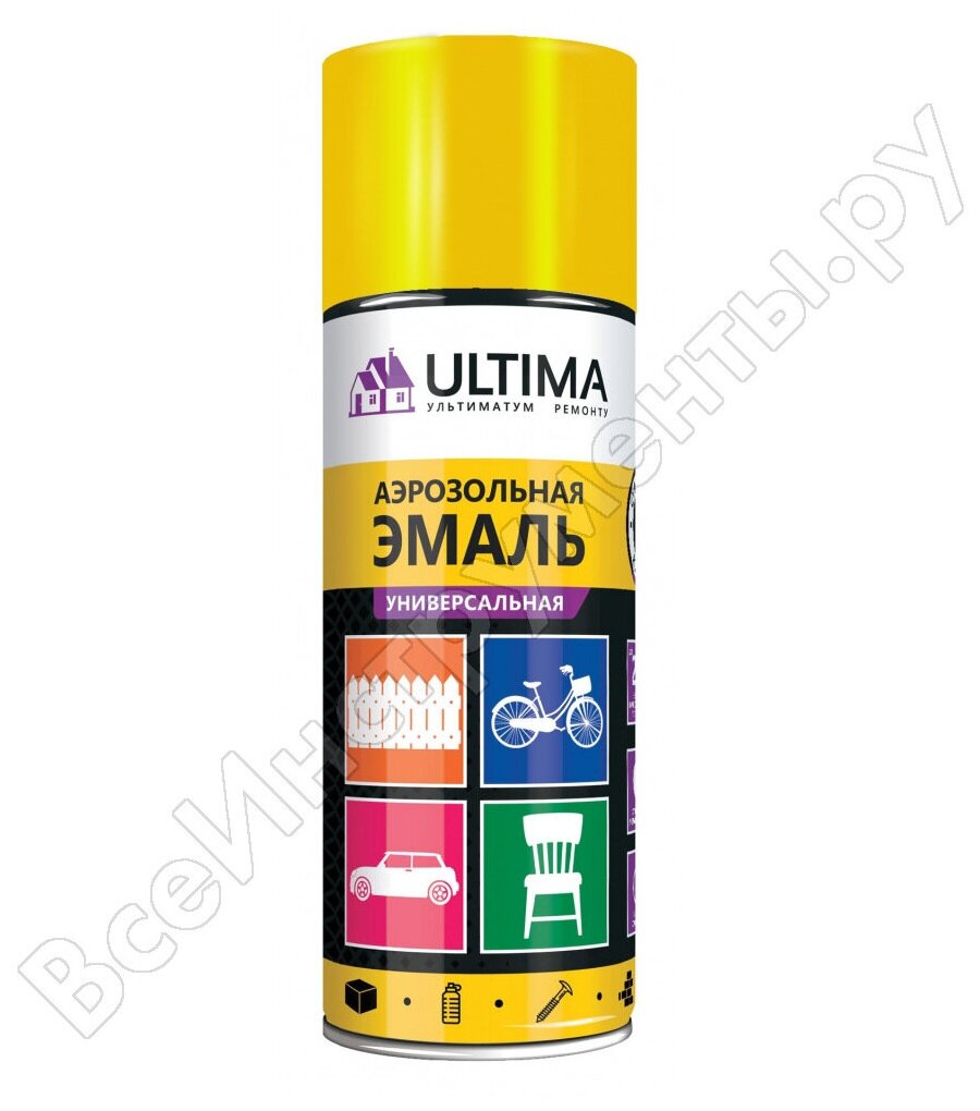 Аэрозольная краска ULTIMA RAL 1018 желтый универсальная 520 мл ULT016