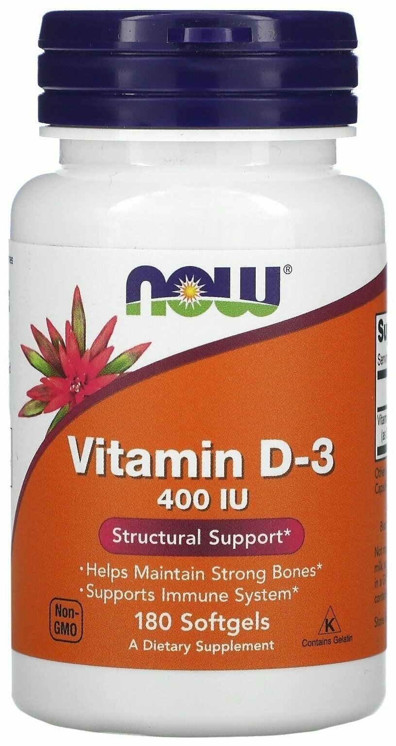 NOW Vitamin D-3 400 IU 180 sgels