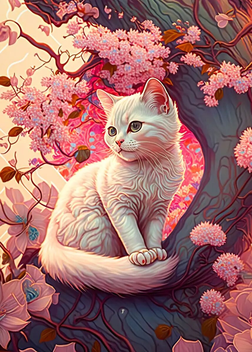 Картина "Кошки и вишня" PANTINGART PF21029, 15x20cm no frame