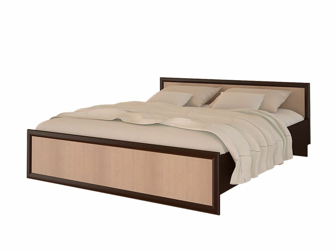 Спальня "Люкс" Кровать 1,4 с настилом ЛДСП (1550х800х2032) Венге/Дуб атланта (Rikko)