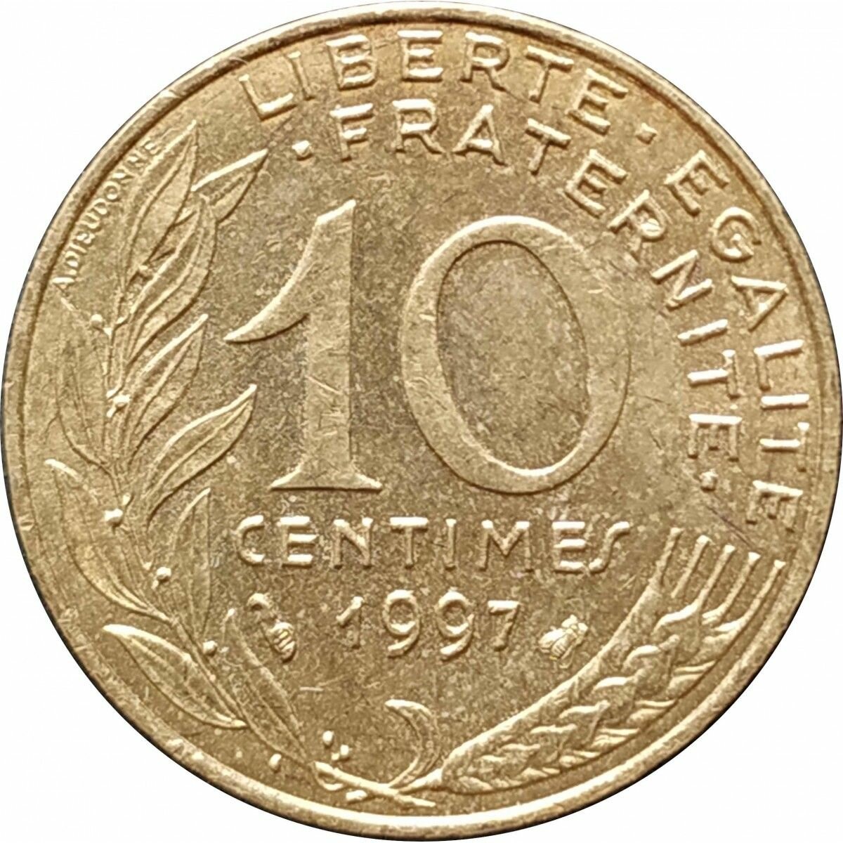 10 сантимов 1997 Франция из оборота