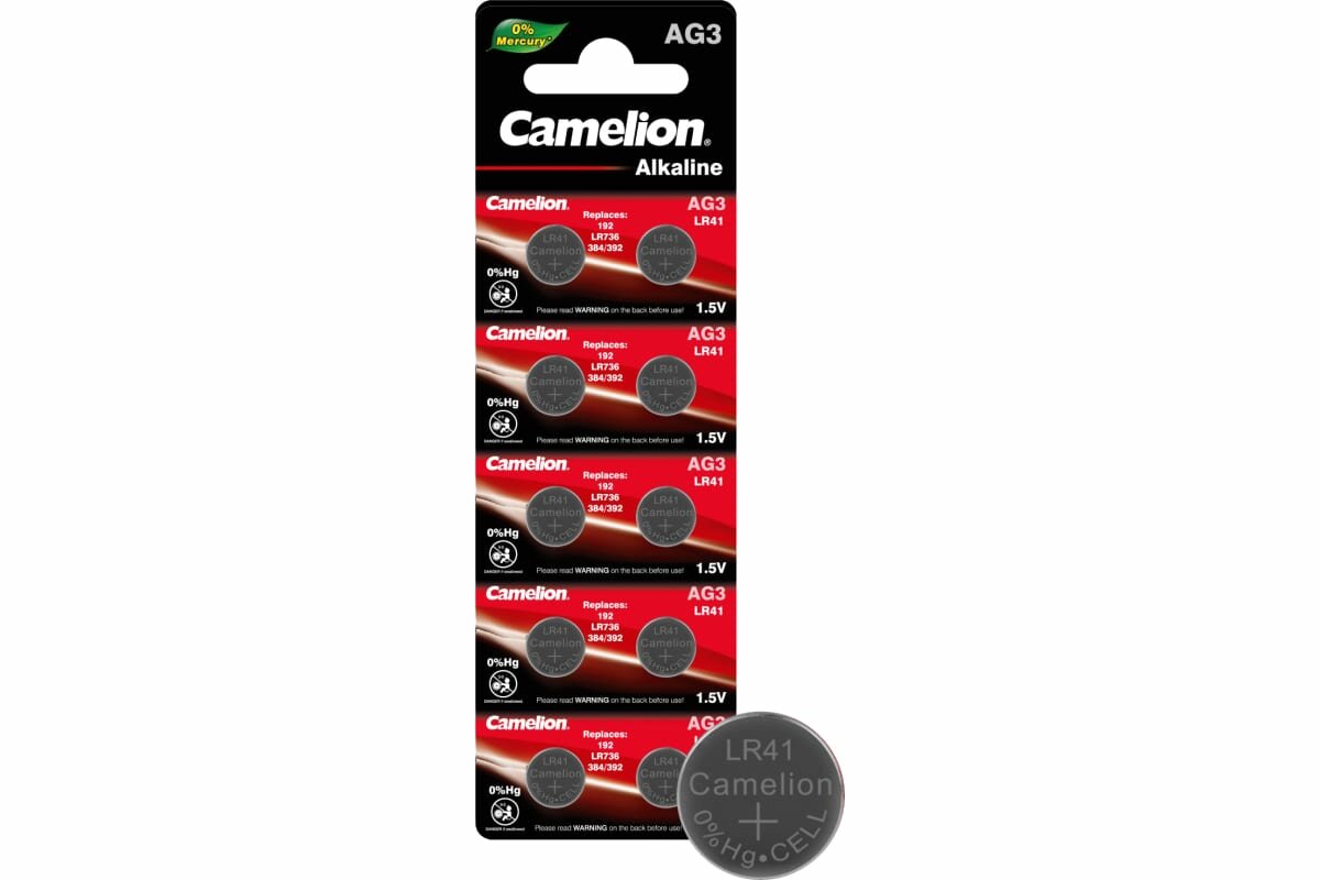 Camelion G3 BL-10 Mercury Free AG3-BP10 0%Hg 392A/LR41/192 батарейка для часов 12811
