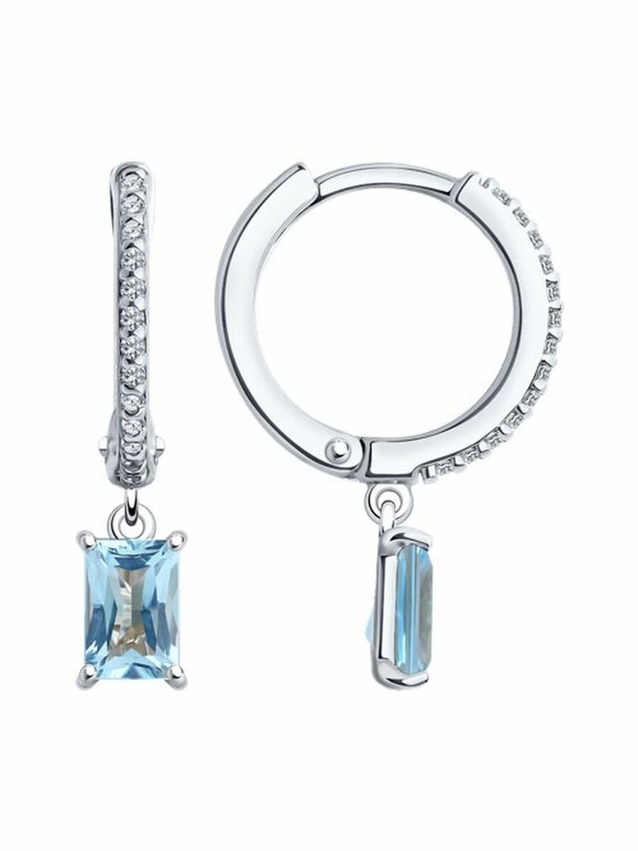 Серьги серебро, 925 проба, родирование, топаз