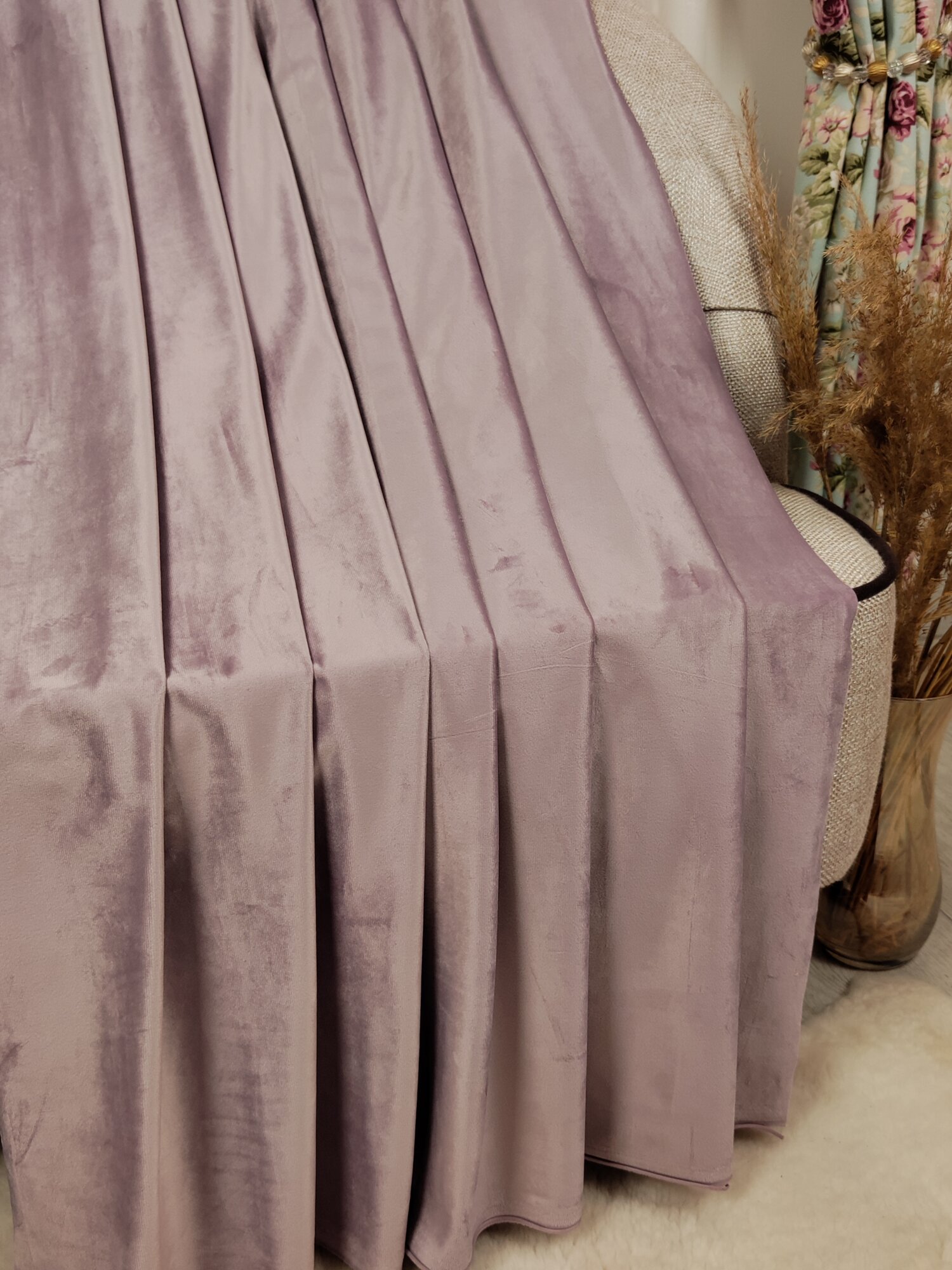 Ткань для пошива штор "Бархат велюр" на отрез от 1 м, цвет пыльная роза, производитель Турция