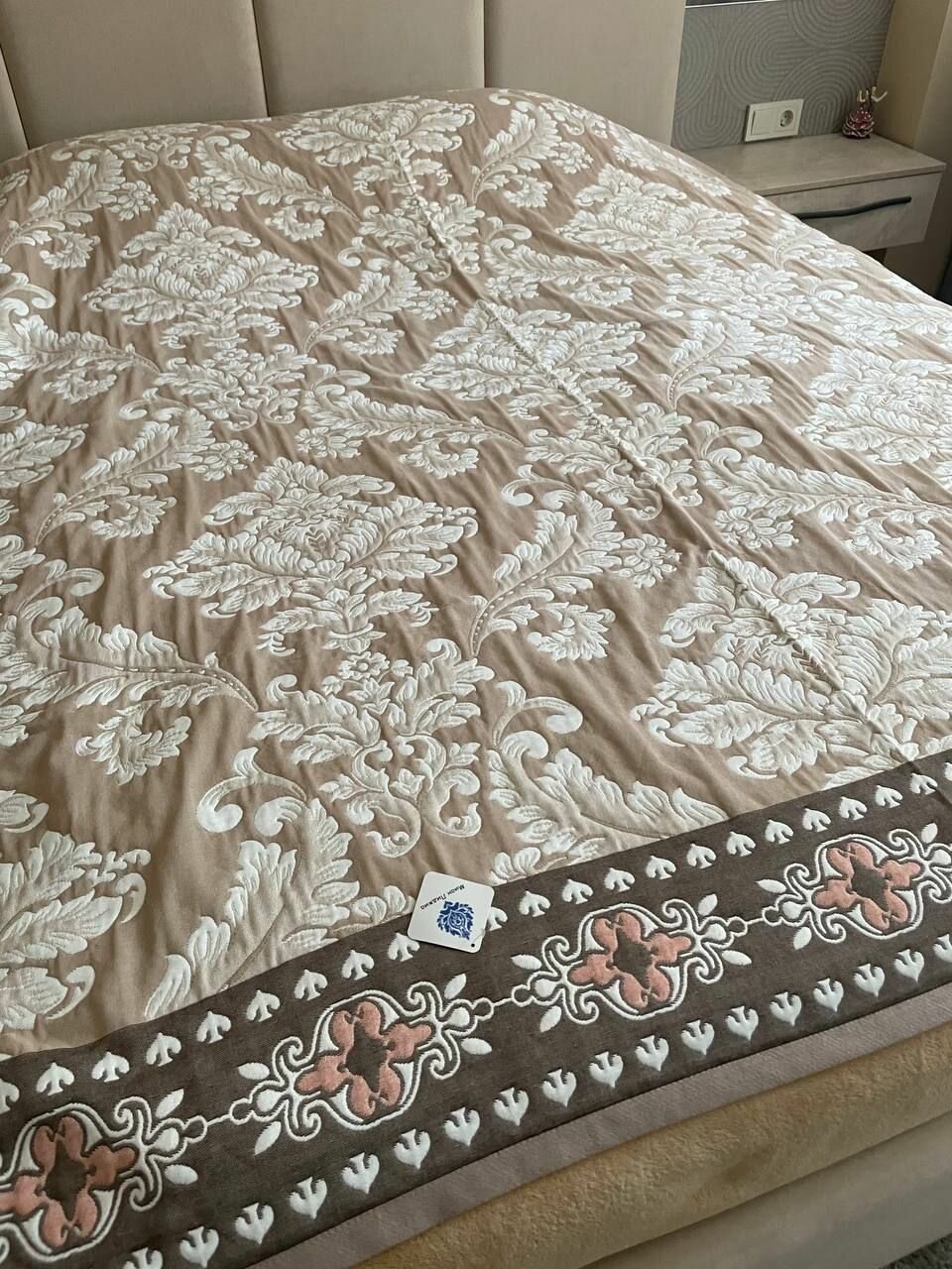 Покрывало на кровать/диван, евро, двуспальное, хлопок/хб, лён