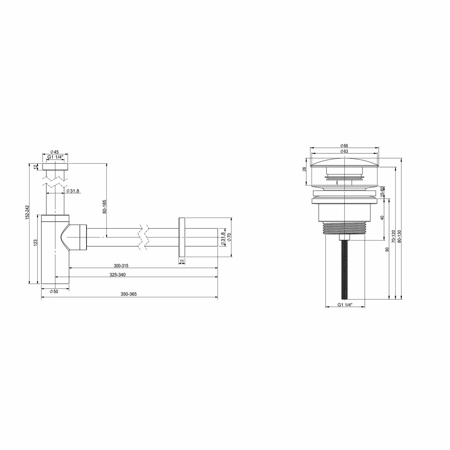 Набор 2 в 1 Wellsee Drainage System 182104003