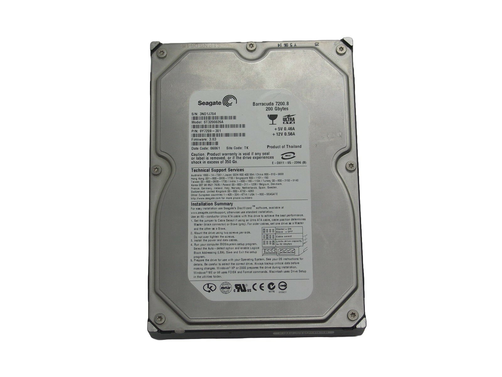 Жесткий диск 3,5" 200 Gb Seagate ST3200826A 7200 rpm IDE