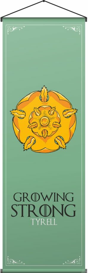 Двухсторонний вертикальный флаг Игр престолов из блэкаута Дом Тиреллов, 50х150 см