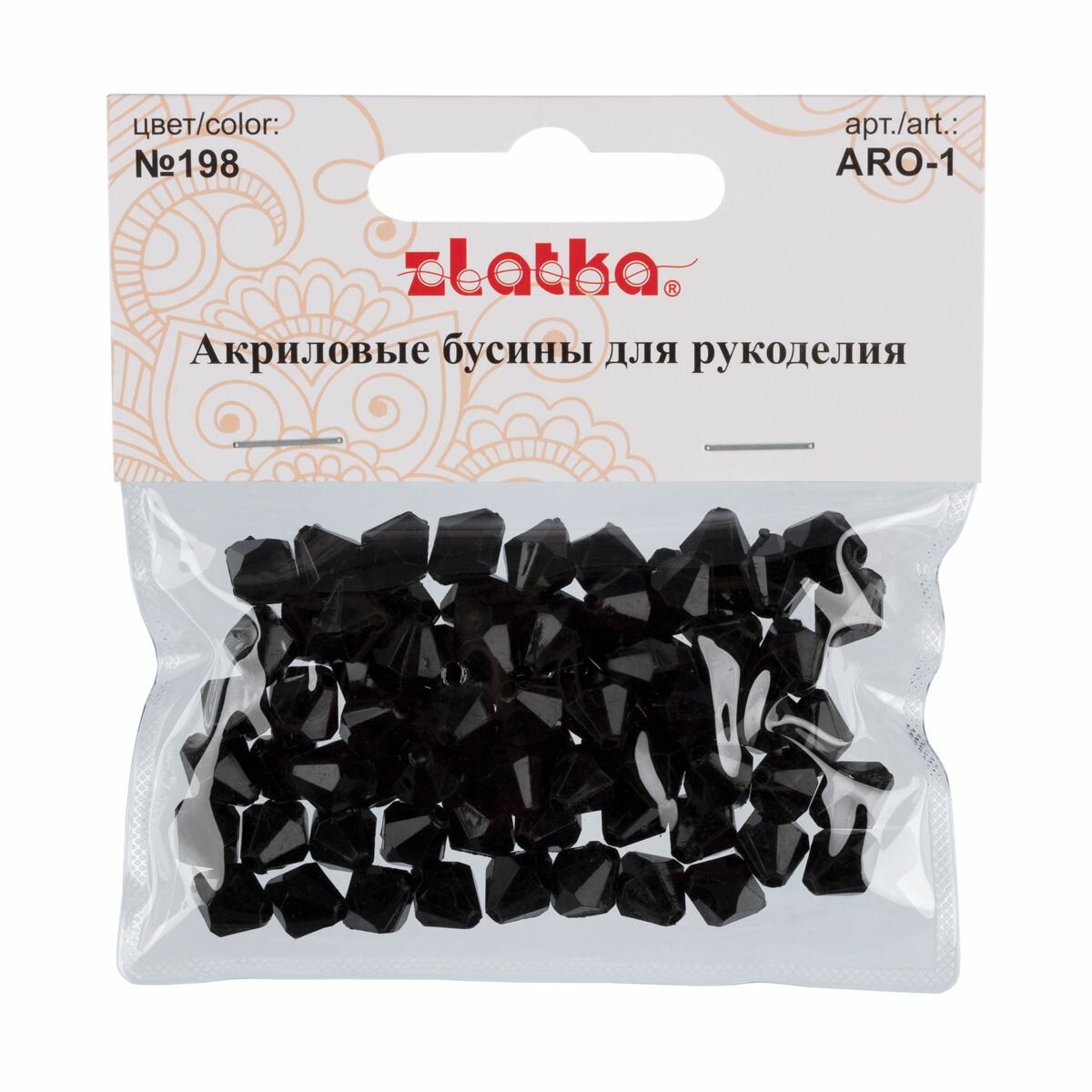 Бусины акрил "Zlatka"ARO-1 9 х 10 мм 25 г 198 черный