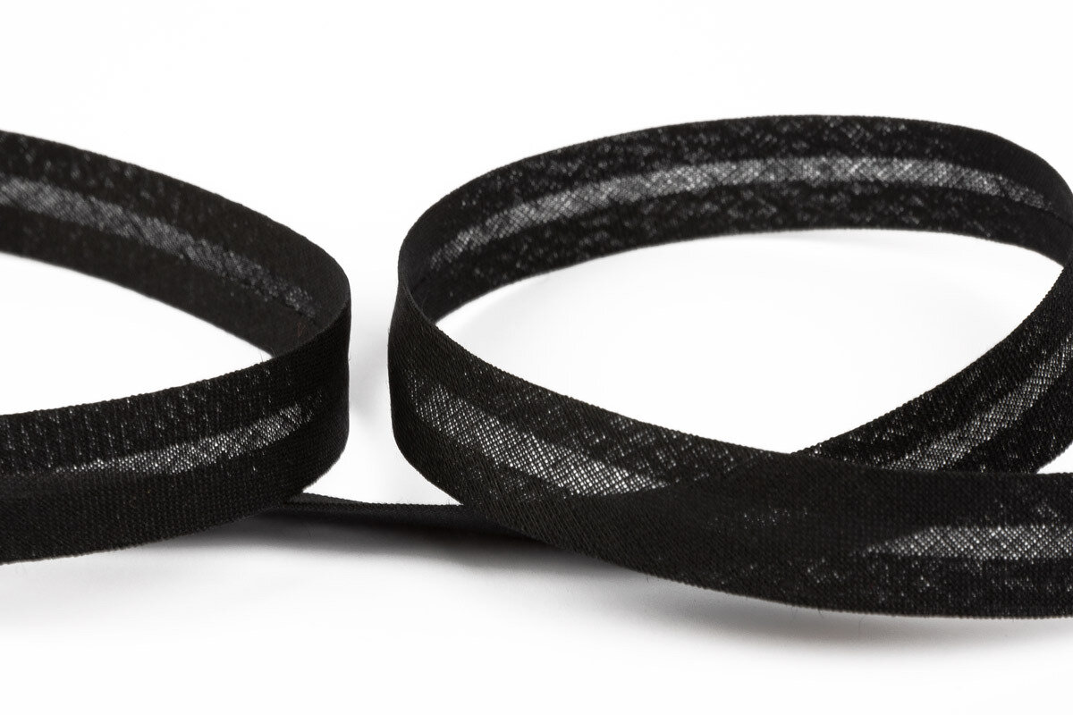 Косая бейка Х/Б "Gamma" GK-15C 14 - 15 мм 132 м 1 м _черный(080/081)