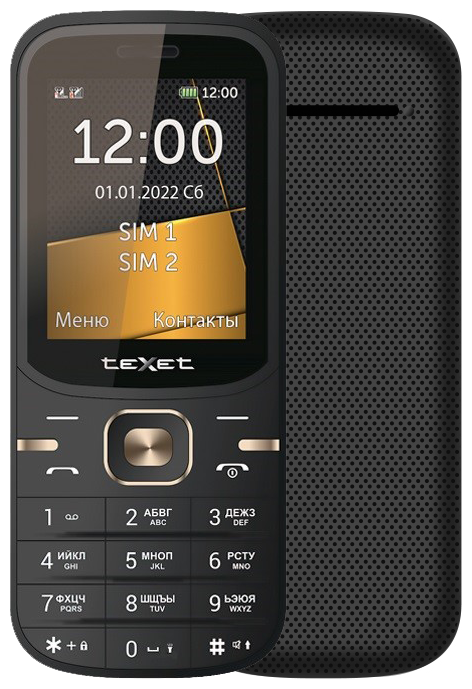 Сотовый телефон Texet TM-216 Black (2sim/2.4"/240*320/32Mb/microSD/Bt/600мАч/моноблок)