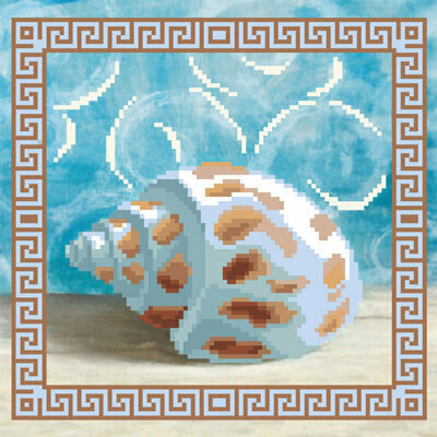 Канва/ткань с рисунком М. П. Студия для вышивания бисером №2 35 см х 40 см Г-023 "Ракушка 2"