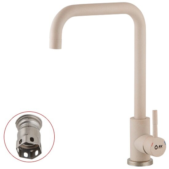 Смеситель для кухни AV Engineering (SUS 304) D35 AVZAR4-B304GT гранит (Поворотный излив, длина 21 см, высота 25 см) (AVZAR4-B304GT-736)