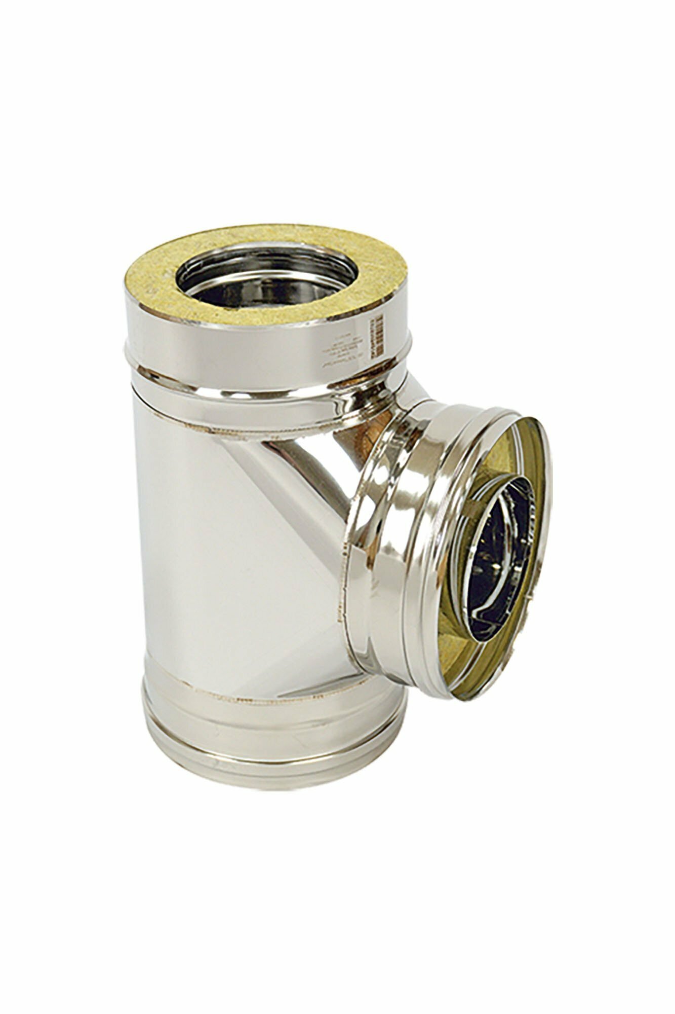 Тройник сэндвич 87 d 120 х 220 толщ. 0,8 нерж (304) х 0,5 нерж (304) 2 хомута