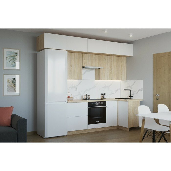 Кухонный гарнитур трёхуровневый «Тальк - 5», без ручек, 2800×1000 мм, цвет дуб сонома/белый матовый