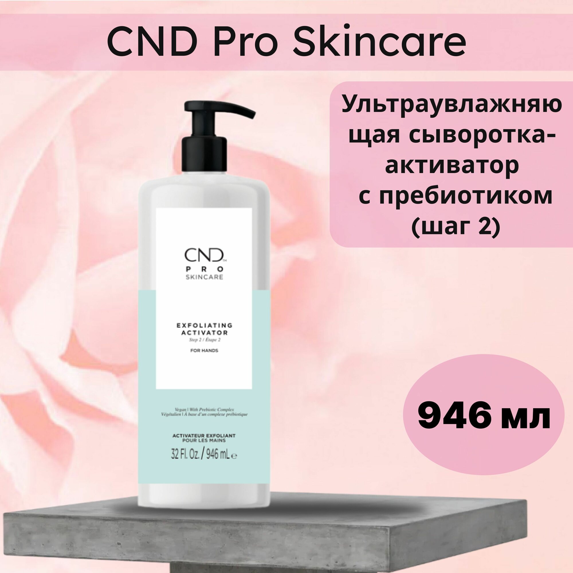 CND Ультраувлажняющая сыворотка-активатор с пребиотиком (шаг 2) "Pro Skincare Exfoliating Activator", 946 мл