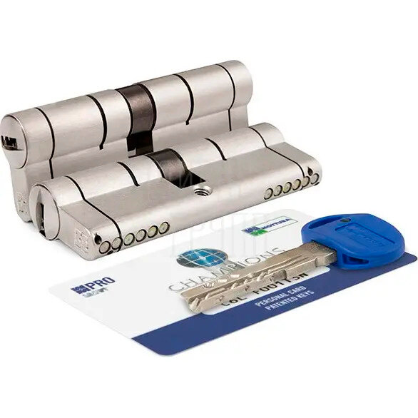 Цилиндровый механизм (личинка для корпусов замков, входных и межкомнатных) Mottura (Италия) ключ-ключ серии Champions PRO никель 46/51