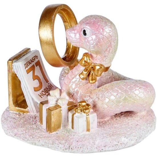 Фигурка новогодняя Magic Time Символ года Змейка с календарем из полирезины 6,5х7,5х9,5 см